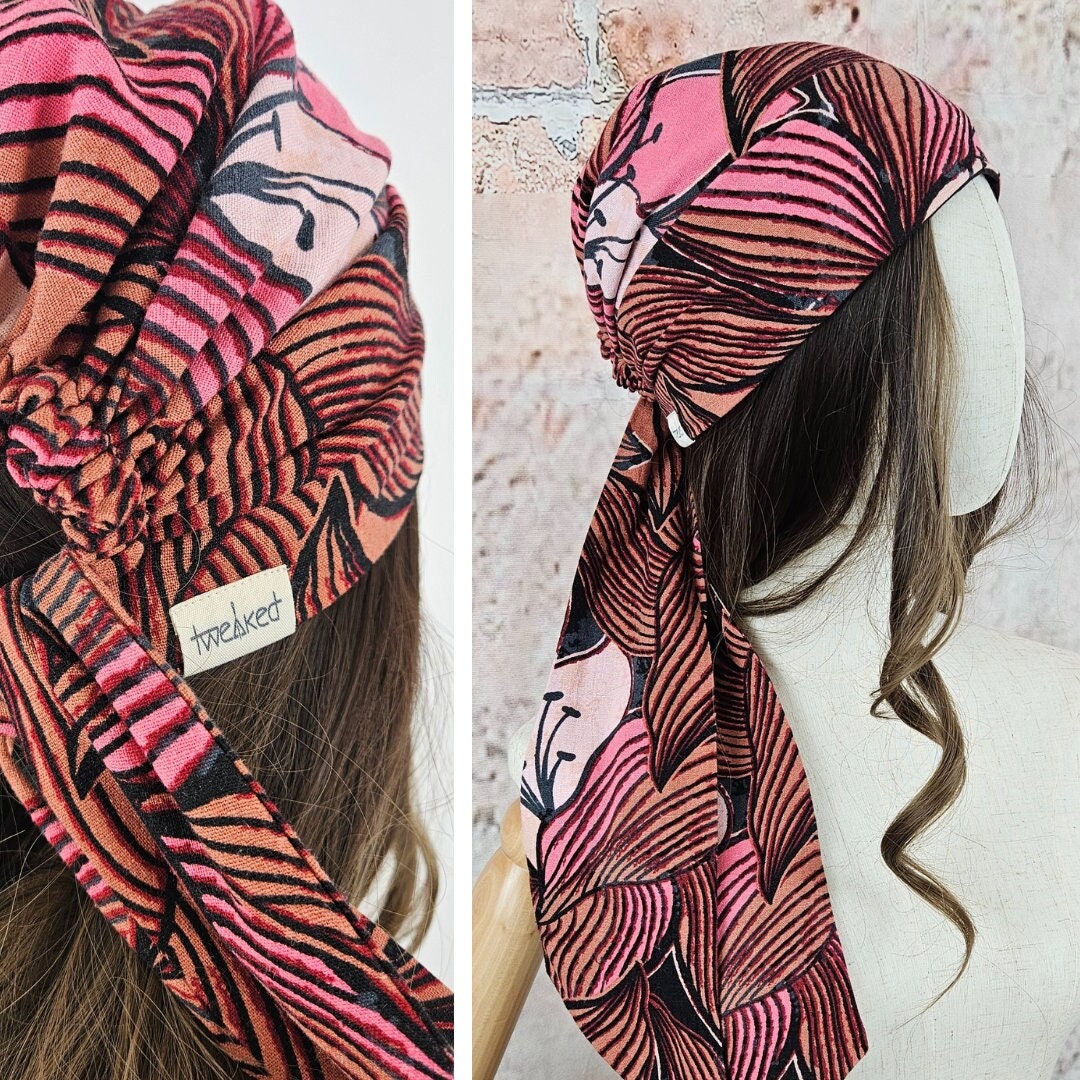 Boho Headscarf, Turban, Hairband Made of Viscose Linen With Hibiscus ...