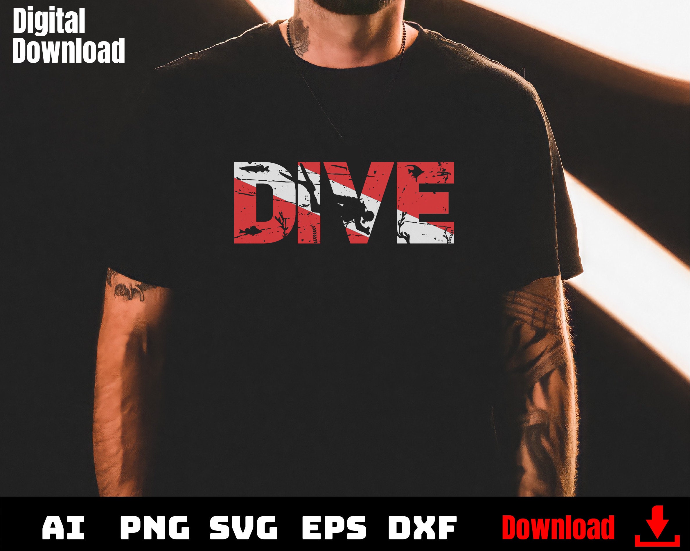 Scuba Diving Svg Distressed Wording Art Graphics Digital Download ...