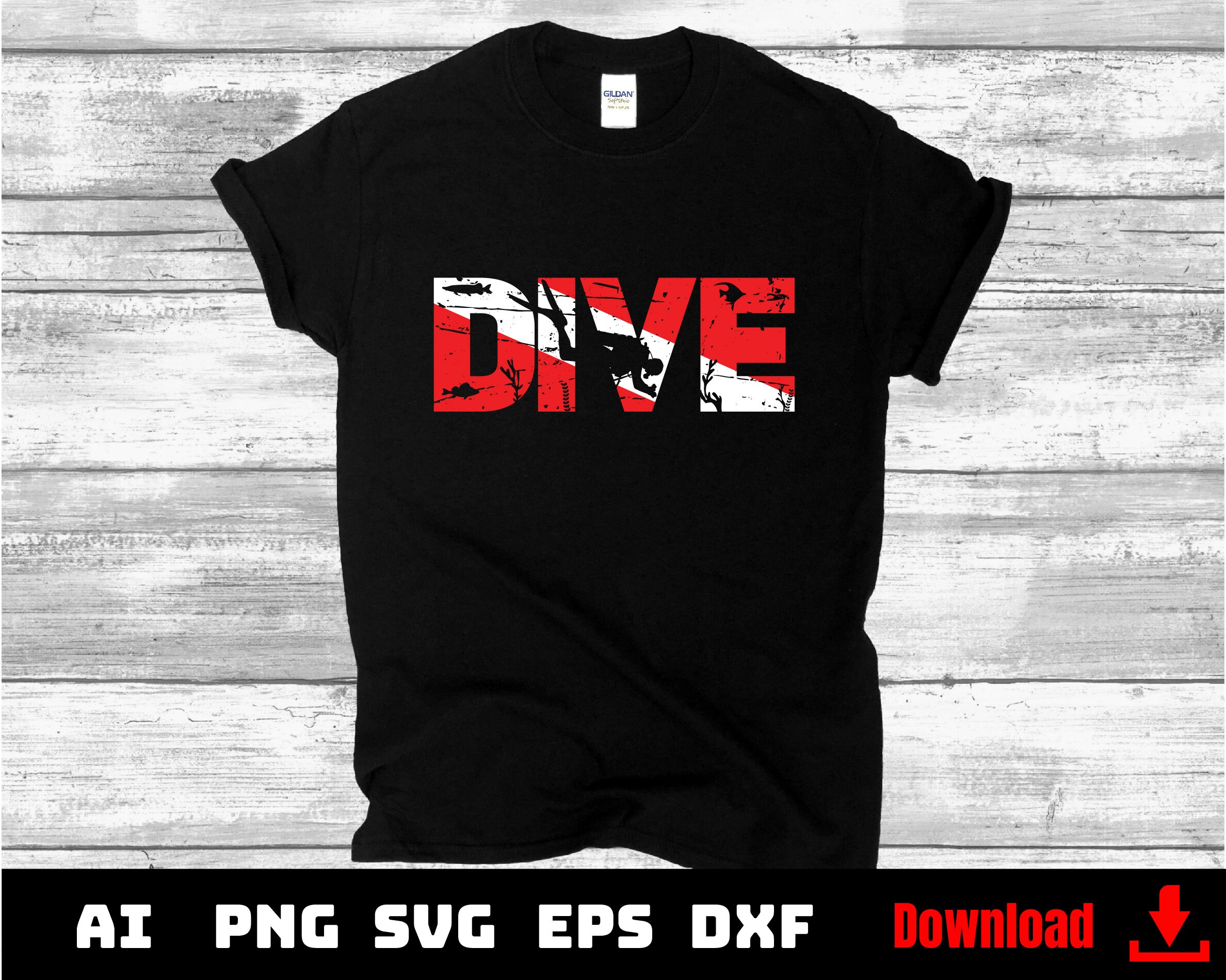 Scuba Diving Svg Distressed Wording Art Graphics Digital Download ...