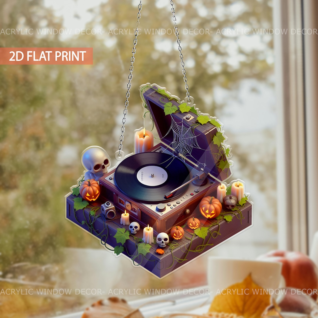 Vinyl Record Halloween Autumn Fall ACRYLIC Window Hanging, Music Room ...