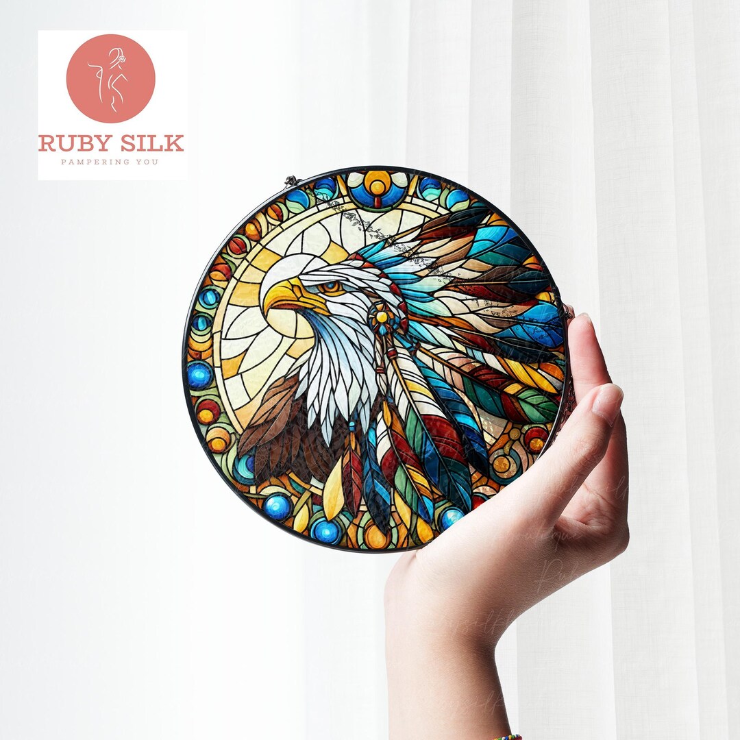 Native American Eagle GLASS Suncatcher, Eagle Suncatcher, Indigenous ...