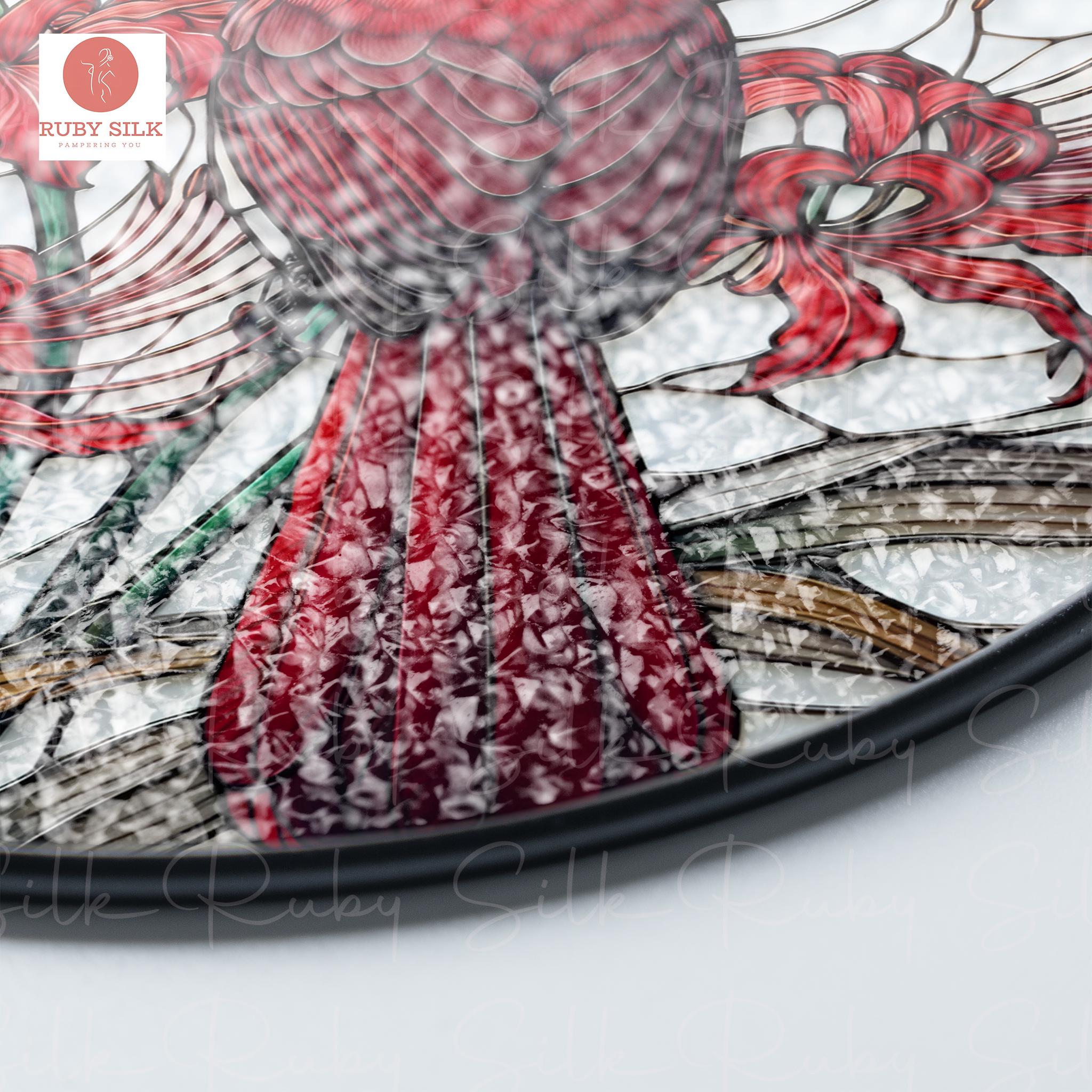 Cardinal With Red Spider Lily Flower STAIN GLASS Decor, Spider Lily ...