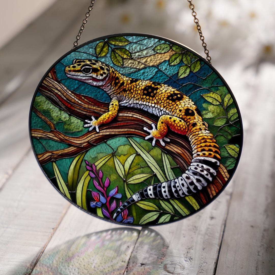 Leopard Gecko GLASS Decor, Gecko Mom Decor, Gecko Mama Gift, Reptile ...