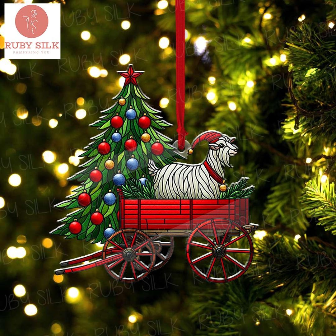 Goat Wagon Christmas Tree Ornament, Goat Ornament, Christmas Tree Decor ...