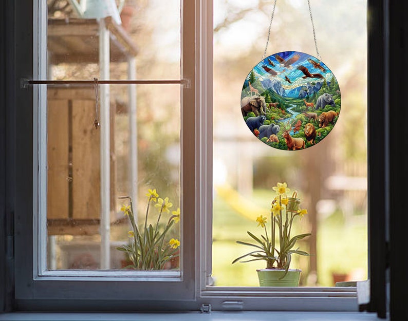 Wildlife Animal Acrylic Window Hanging, Wildlife Lover Decor, Animal ...