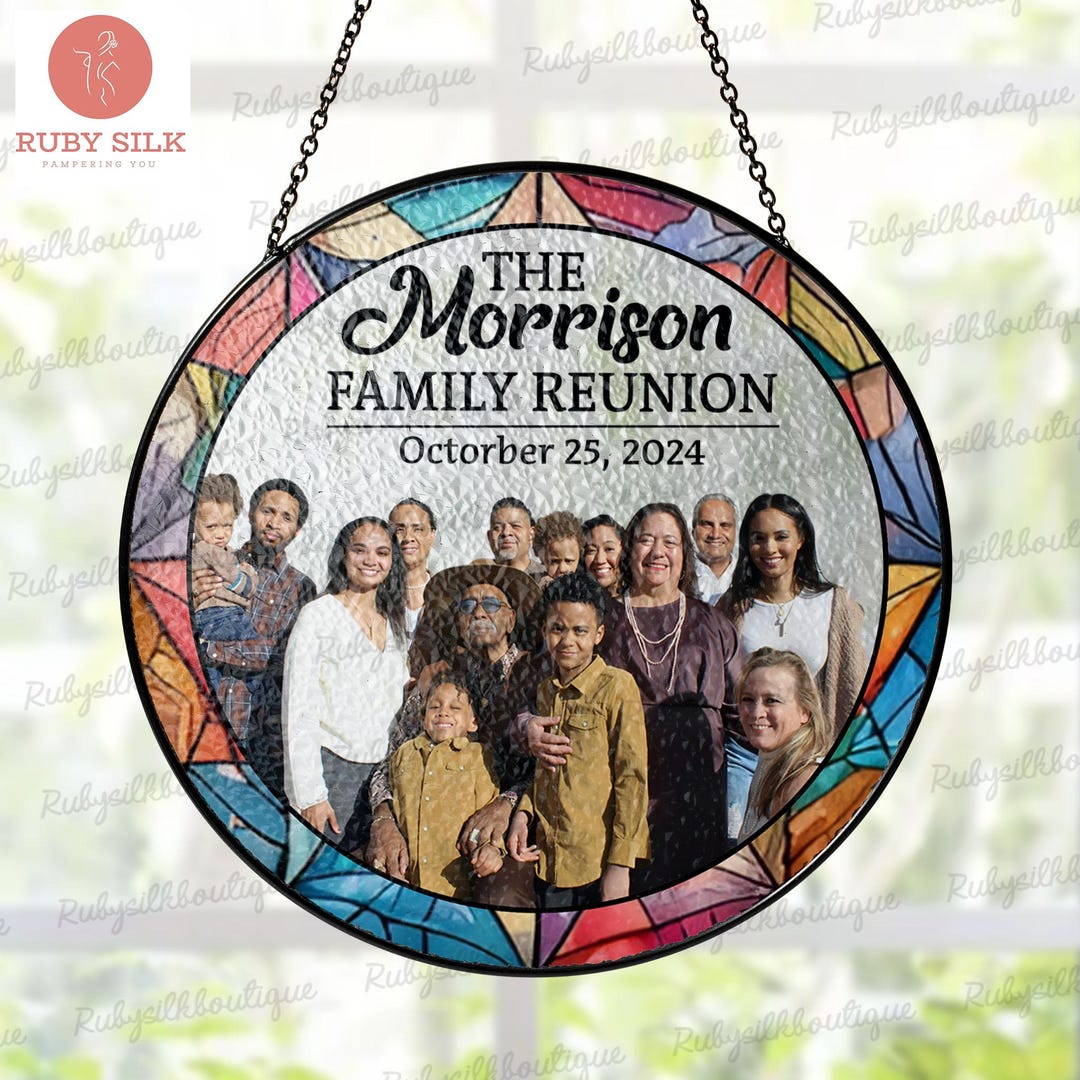 Custom Family Photo GLASS Suncatcher, Family Reunion 2024 Keepsake ...