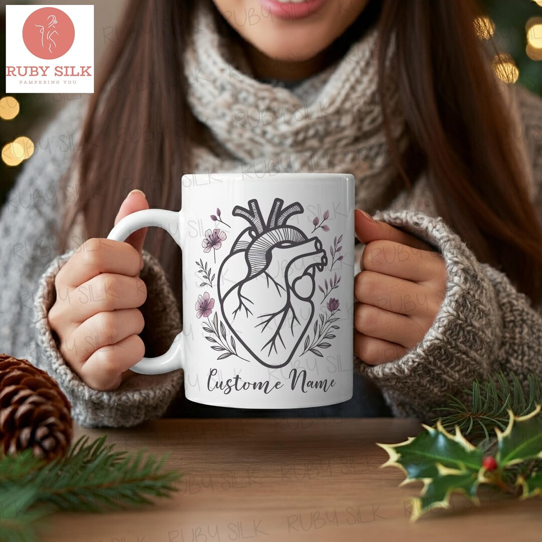 Personalized Heart Anatomy Mug, Cardiac ICU Nurse Coffee Mug, Custom ...
