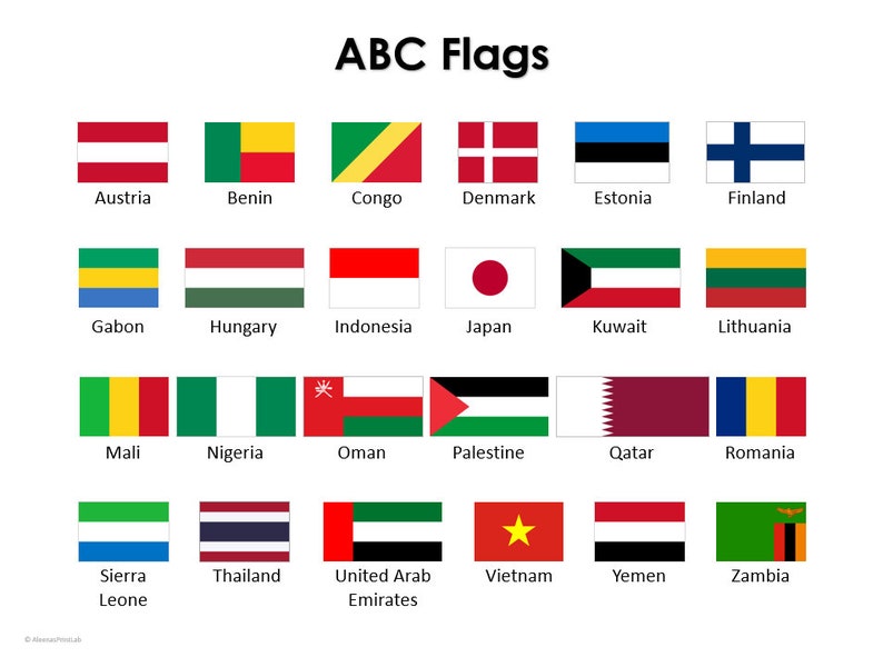 ABC National Flags Coloring Pages - Etsy