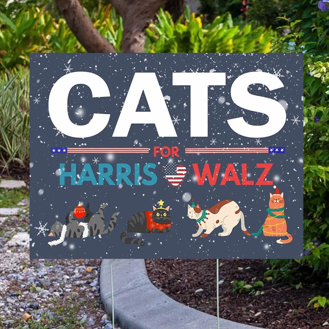 Christmas Cats for Harris Walz 2024 Yard Sign, Cats Lovers for Kamala ...