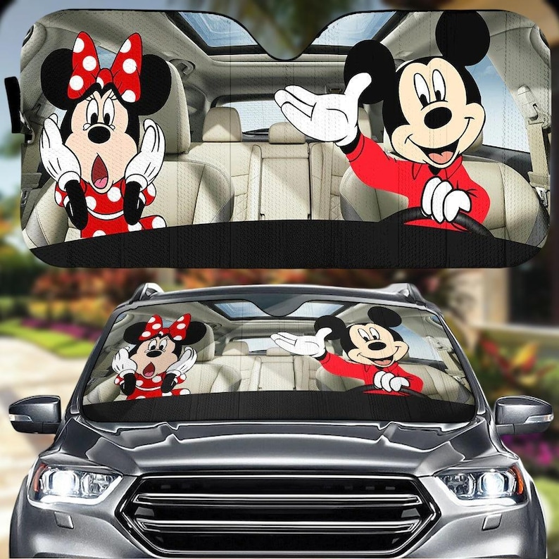 Mickey and Minnie Car Sunshade, Mickey Car Decoration, Disneyland Auto ...