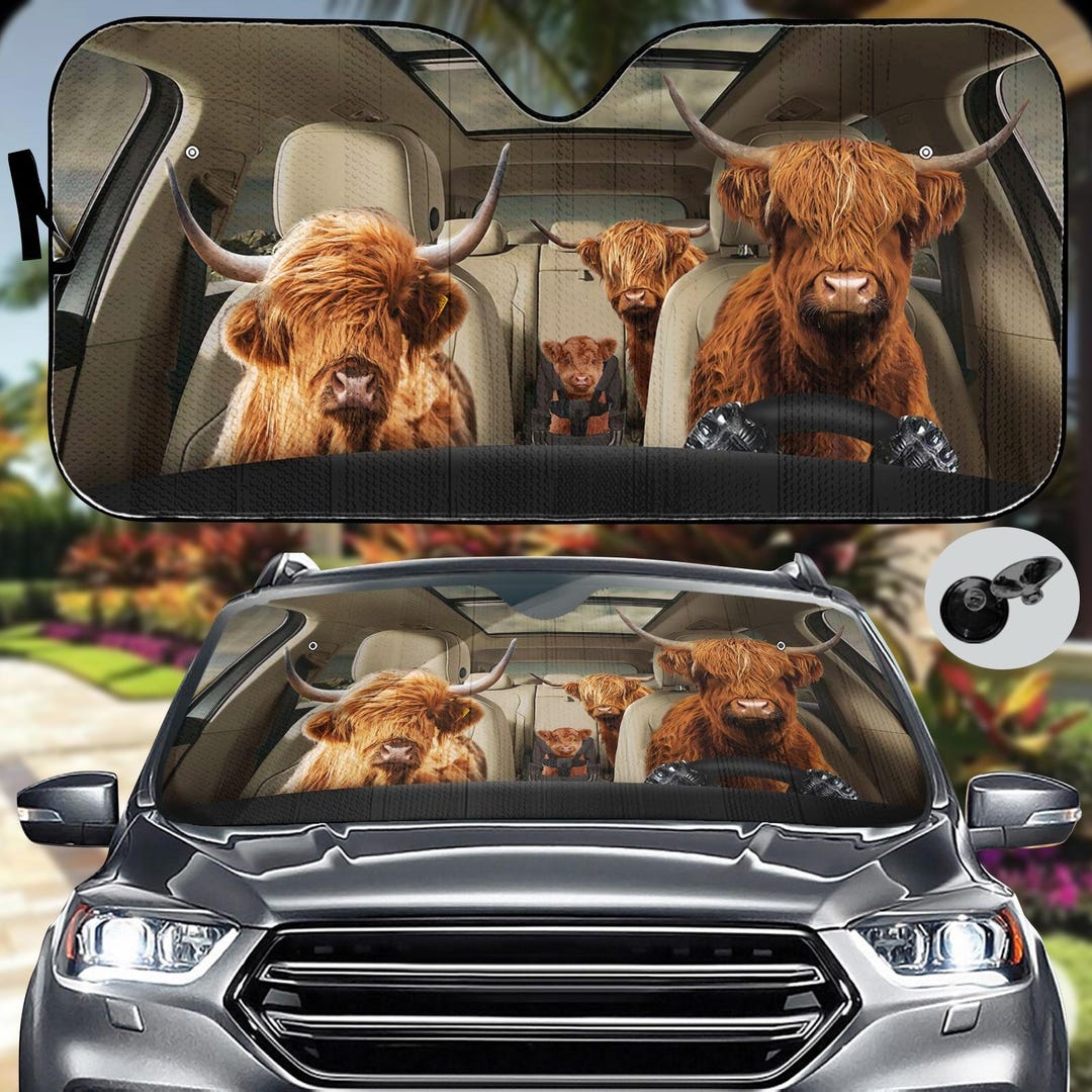 Cows Car Sun Shade, Cow Western Car Sunshade, Auto Car Sunshade, Farm ...