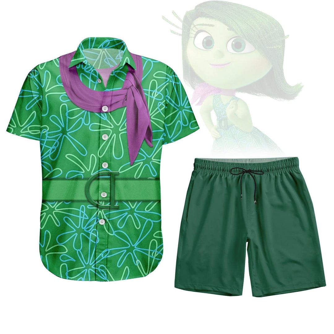 Disgust Cosplay Button Shirt, Inside Out 2 Characters Hawaiian Shirt ...