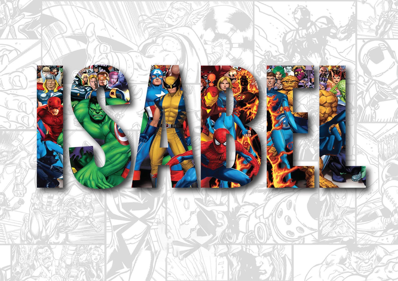 Custom MARVEL NAME Print |superhero Character Posters Avenger Digital ...