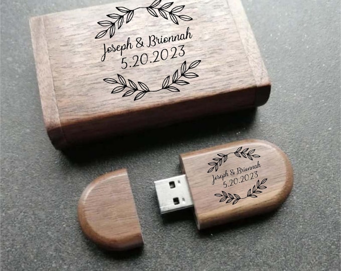 Personalized Wooden USB | Engraved Custom USB Stick | Wedding Gift Box ...