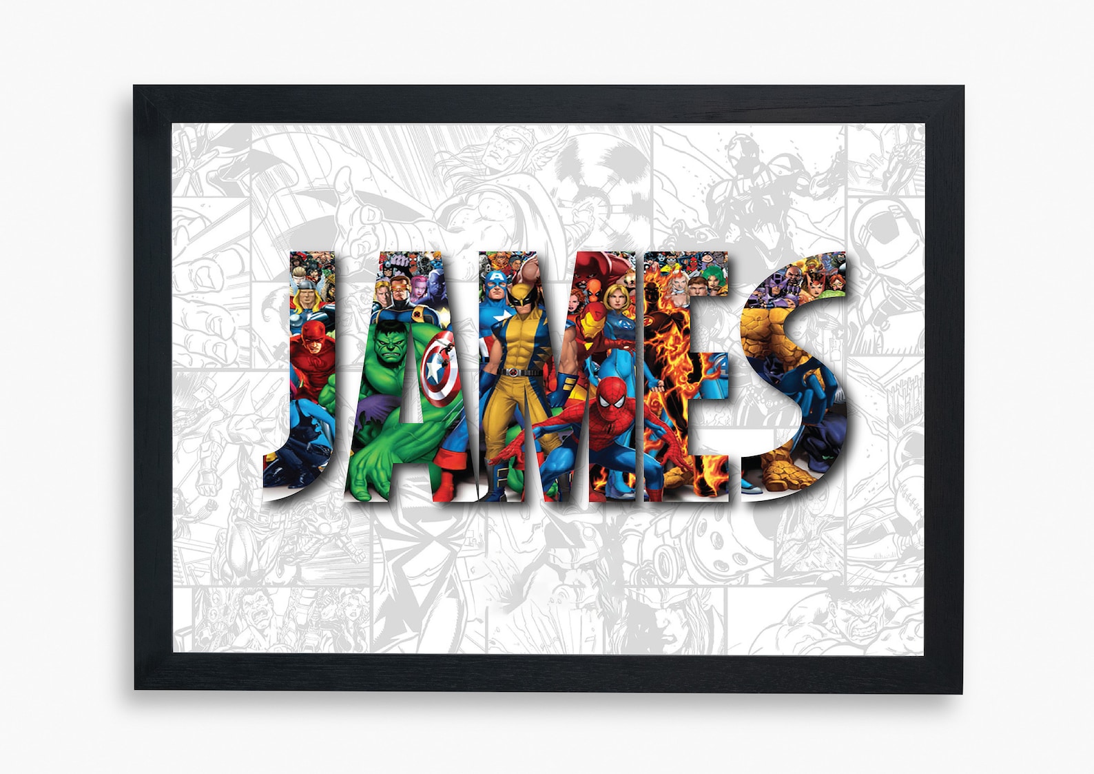Custom MARVEL NAME Print |superhero Character Posters Avenger Digital ...