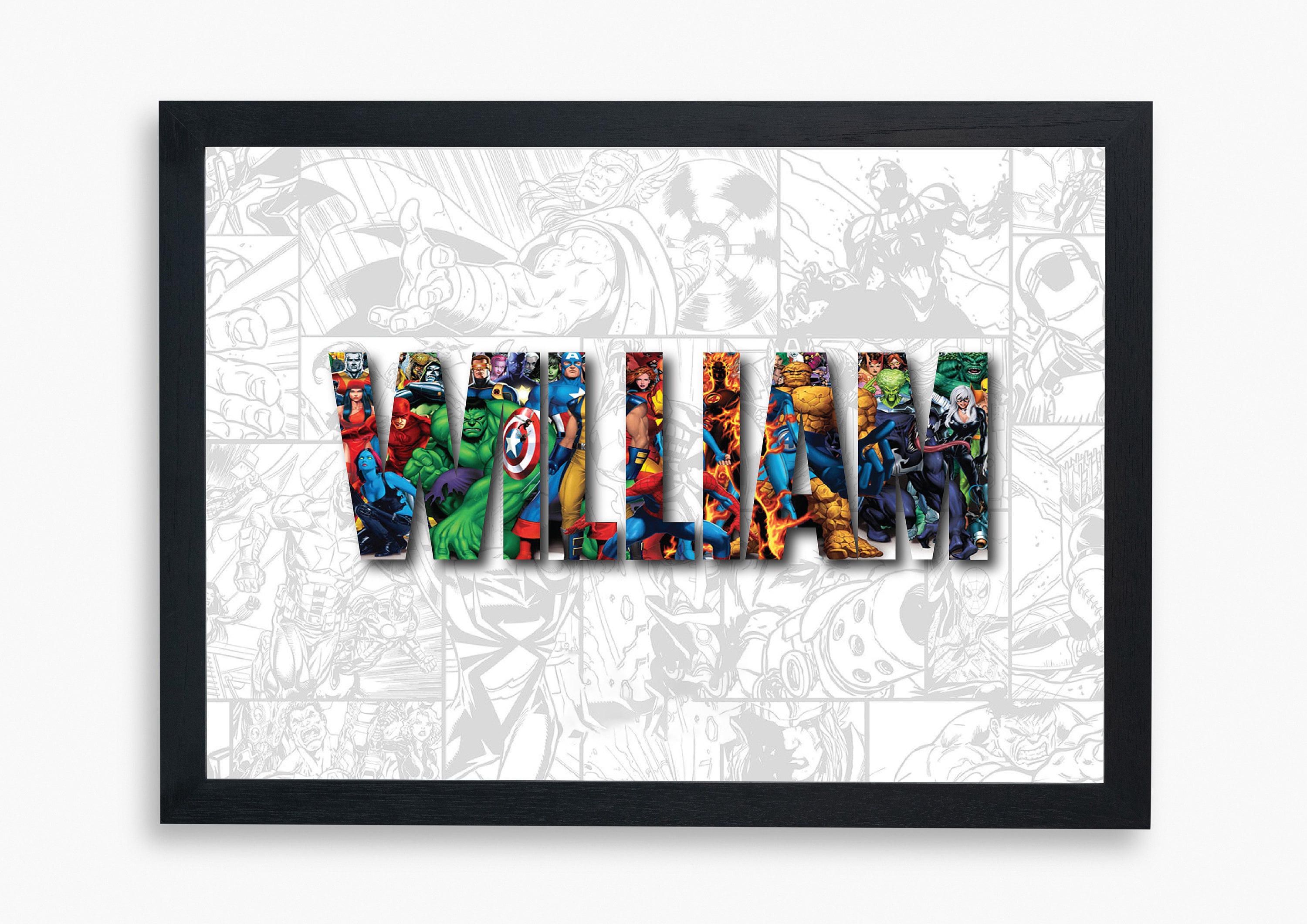 Custom MARVEL NAME Print |superhero Character Posters Avenger Digital ...