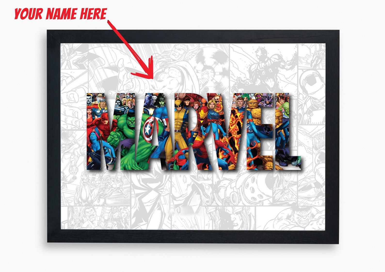 Custom MARVEL NAME Print |superhero Character Posters Avenger Digital ...