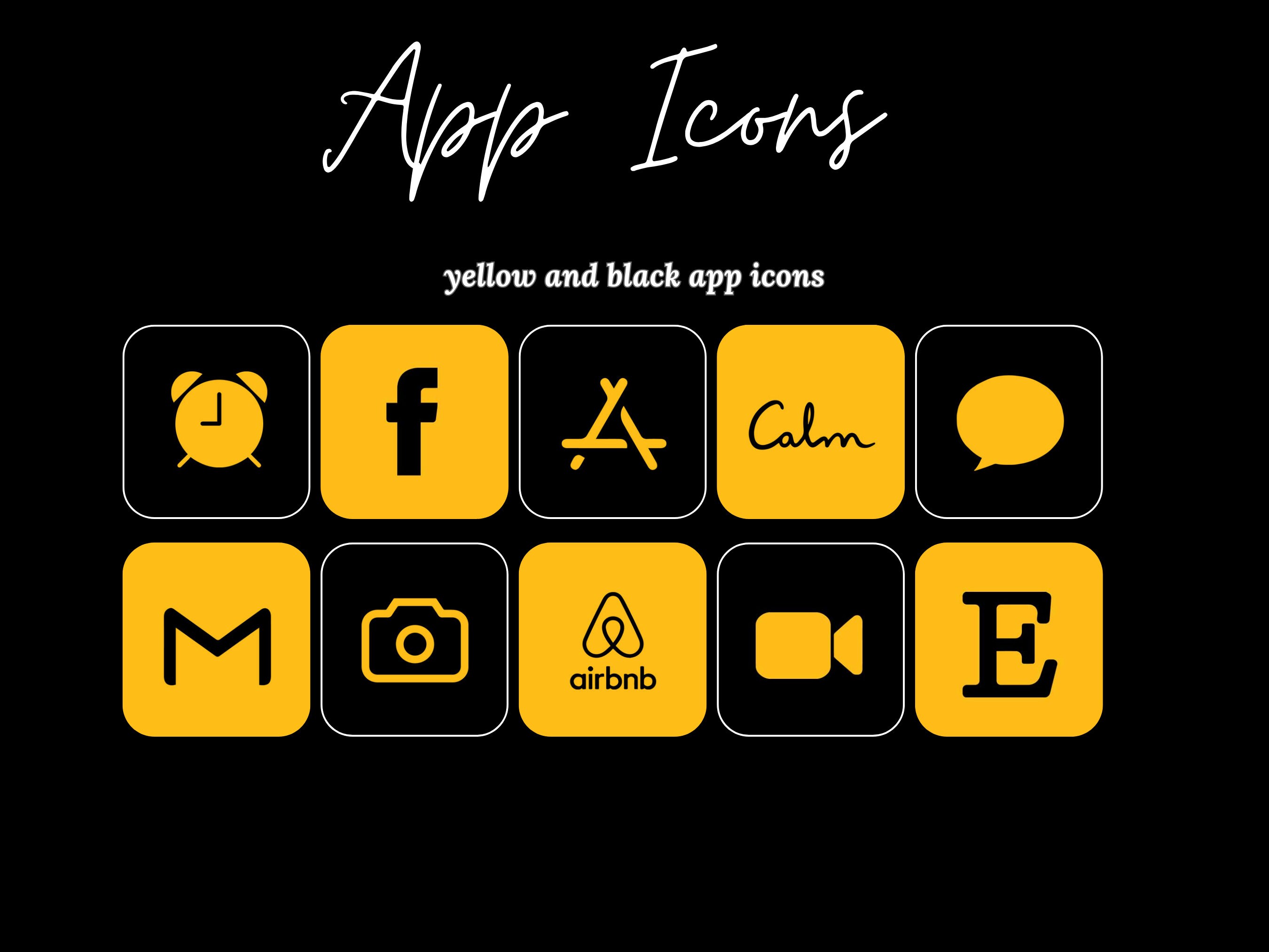Sunflower Theme Yellow and Black Ios App Icons - Etsy