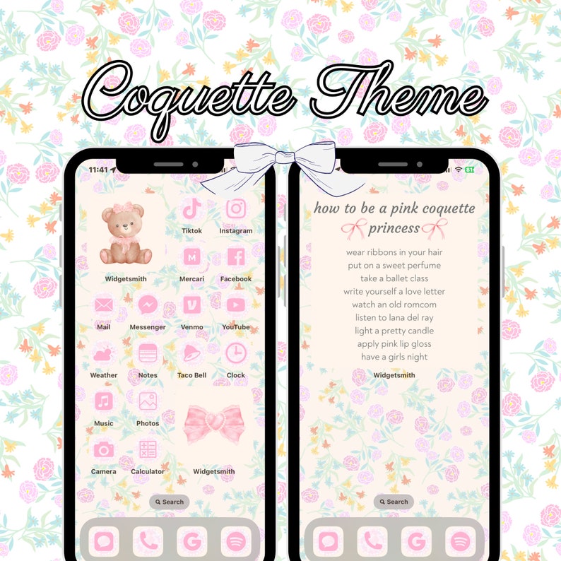 Coquette Aesthetic App Icons | Wallpapers and Widgets (instant Download ...