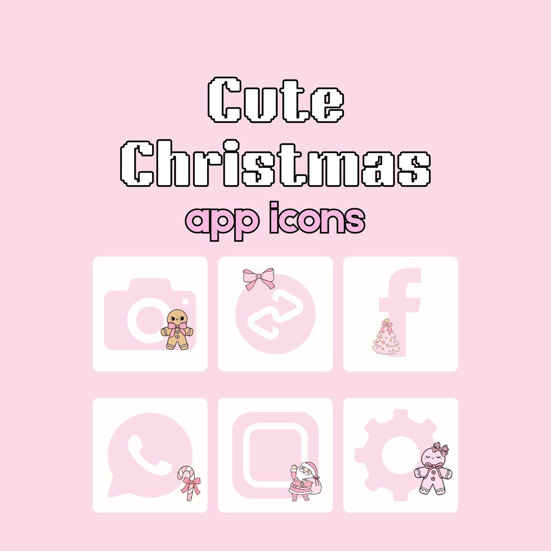 Cute Christmas Custom App Icons | 150 App Icons for Ios | Cute Pink ...