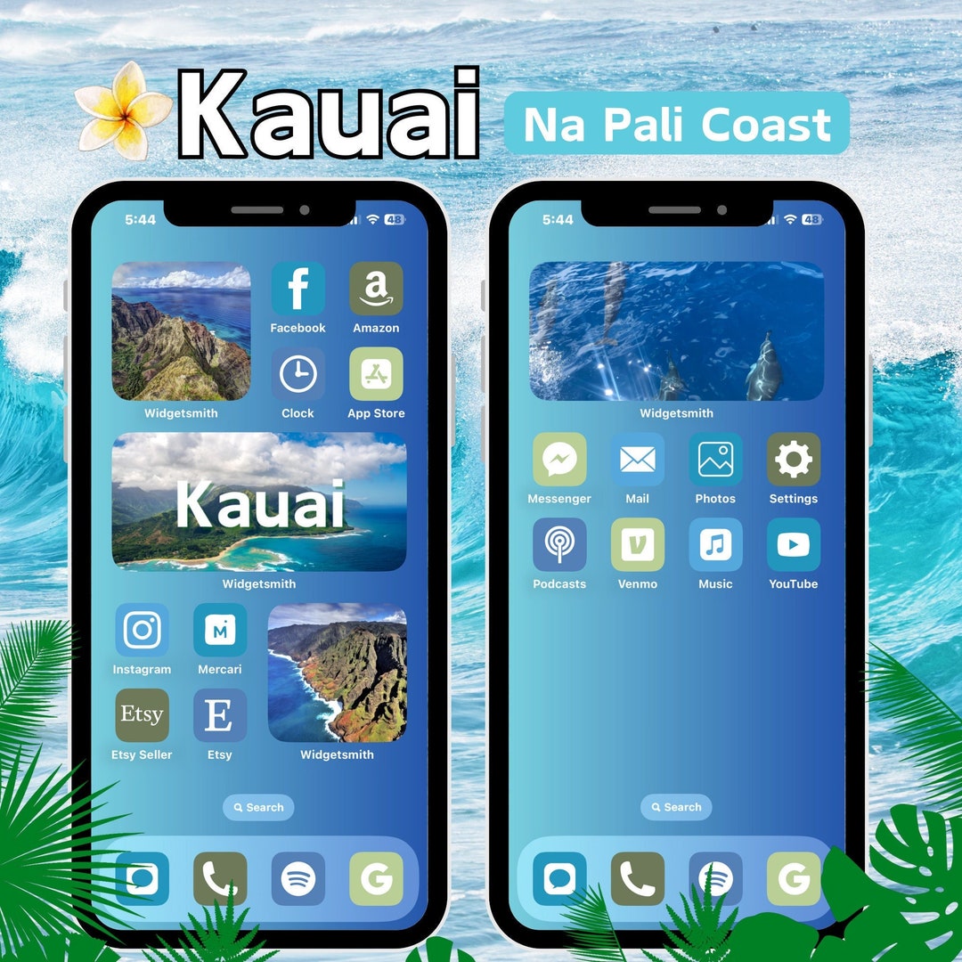 Kauai Theme Na Pali Coast Kauai App Icons Kauai Wallpaper and Widgets Summer Phone Icons - Etsy