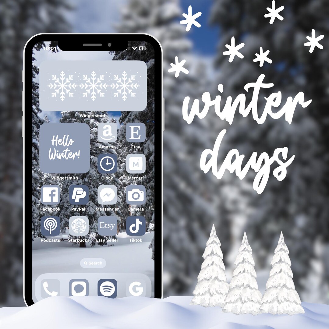 Winter App Icons iPhone Home Screen: Blue Gray Ios Theme (digital ...