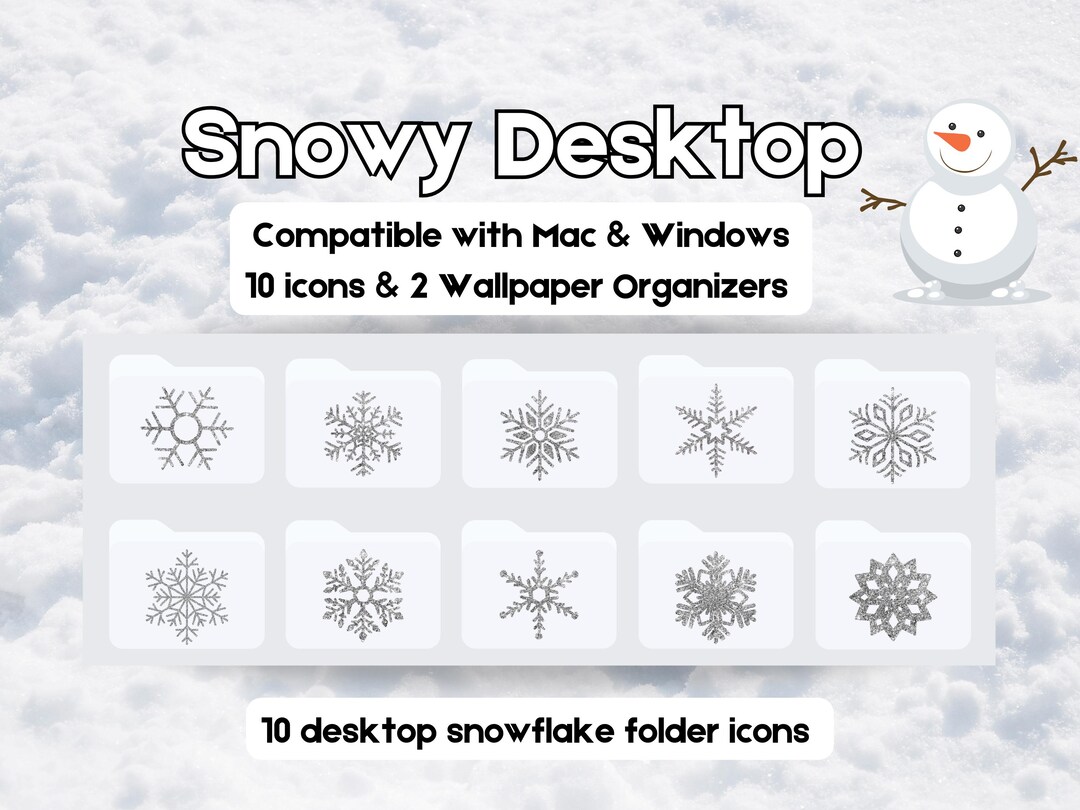 10 Winter Snowflake Folder Icons for Mac & Windows 2 Snow Organizer ...