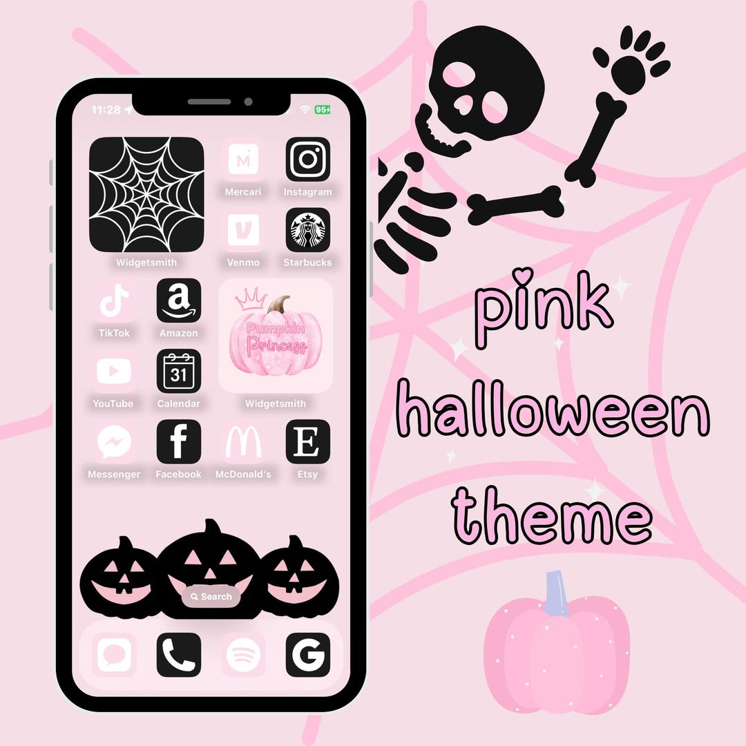 Pink Halloween App Icons | Spooky Season iPhone Theme (digital Download ...