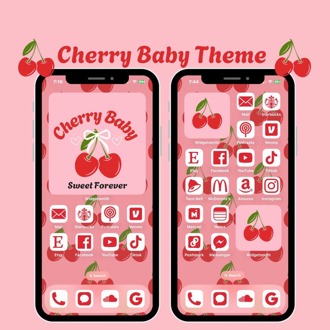 Cherry Baby App Icon Pack: Ios Theme (digital Download) - Etsy