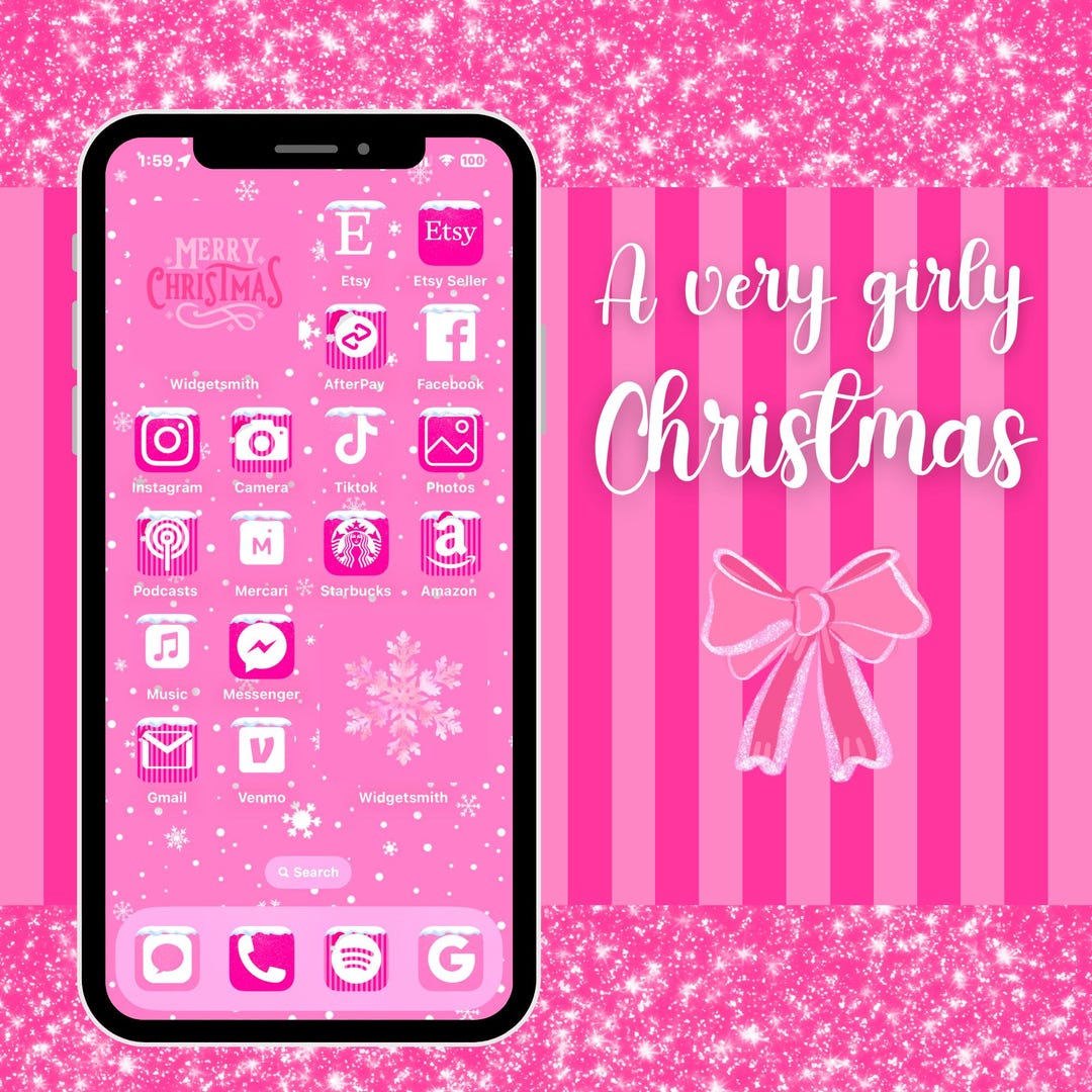 A Very Girly Christmas Theme | Pink Christmas App Icons | Girly ...