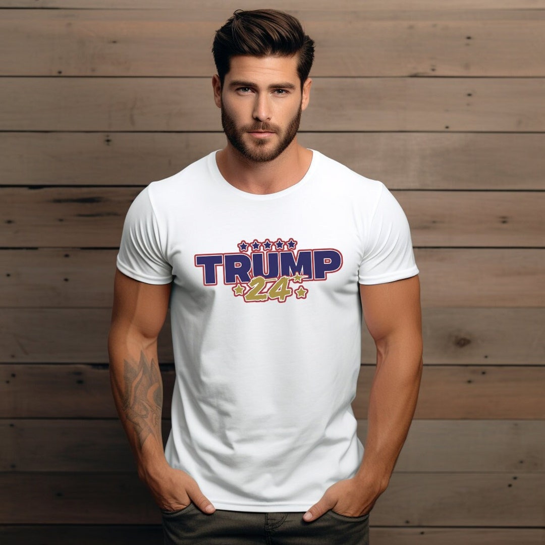 Trump 24, MAGA Supporter, Fighting for All Americans, Men's Cotton Crew ...
