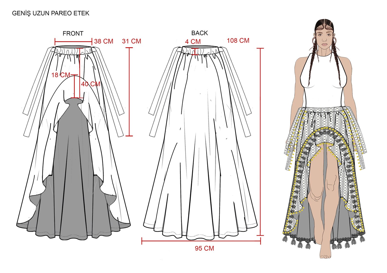 Pareo Ruffled Skirt Handmade High-low Boho Style - Etsy