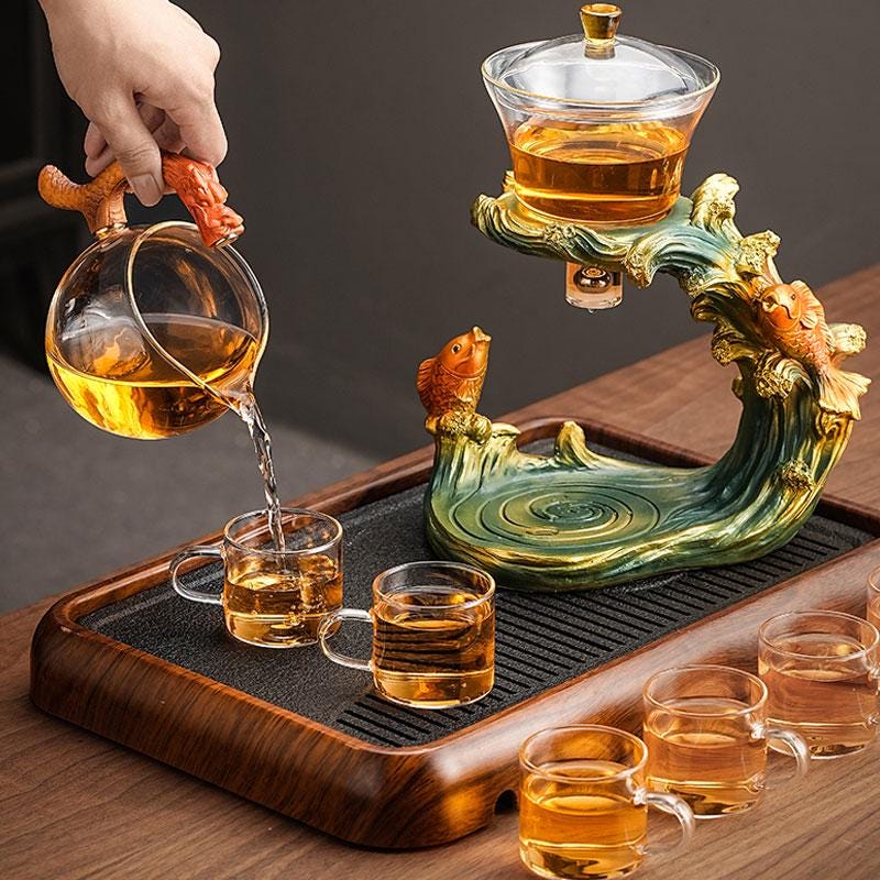 Creative Glass Automatic Tea Set Glass Kung Fu Tea Set Magnetic Tea ...