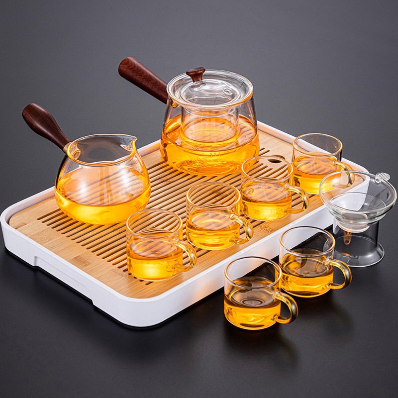Glass Tea Set Household Floral Tea Set Kung Fu Tea Set Glass Tea Making ...