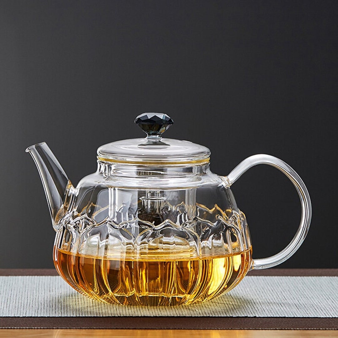 Glass Steaming Teapot | Flower Teapot | Household High Temperature Resistant Thickened Glass ...