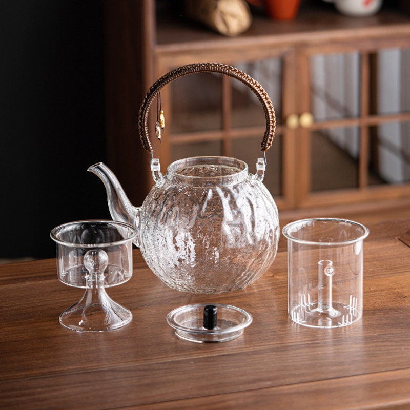 Lift Kettle Glass Steaming Tea Set Glass Flower Teapot Teapot High ...