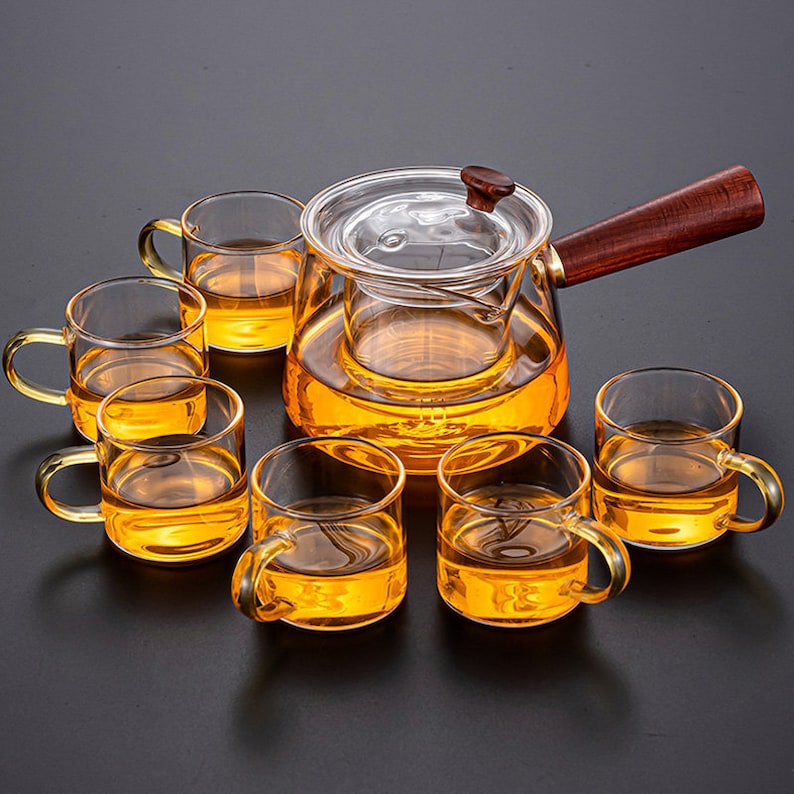Glass Tea Set Household Floral Tea Set Kung Fu Tea Set Glass Tea Making ...