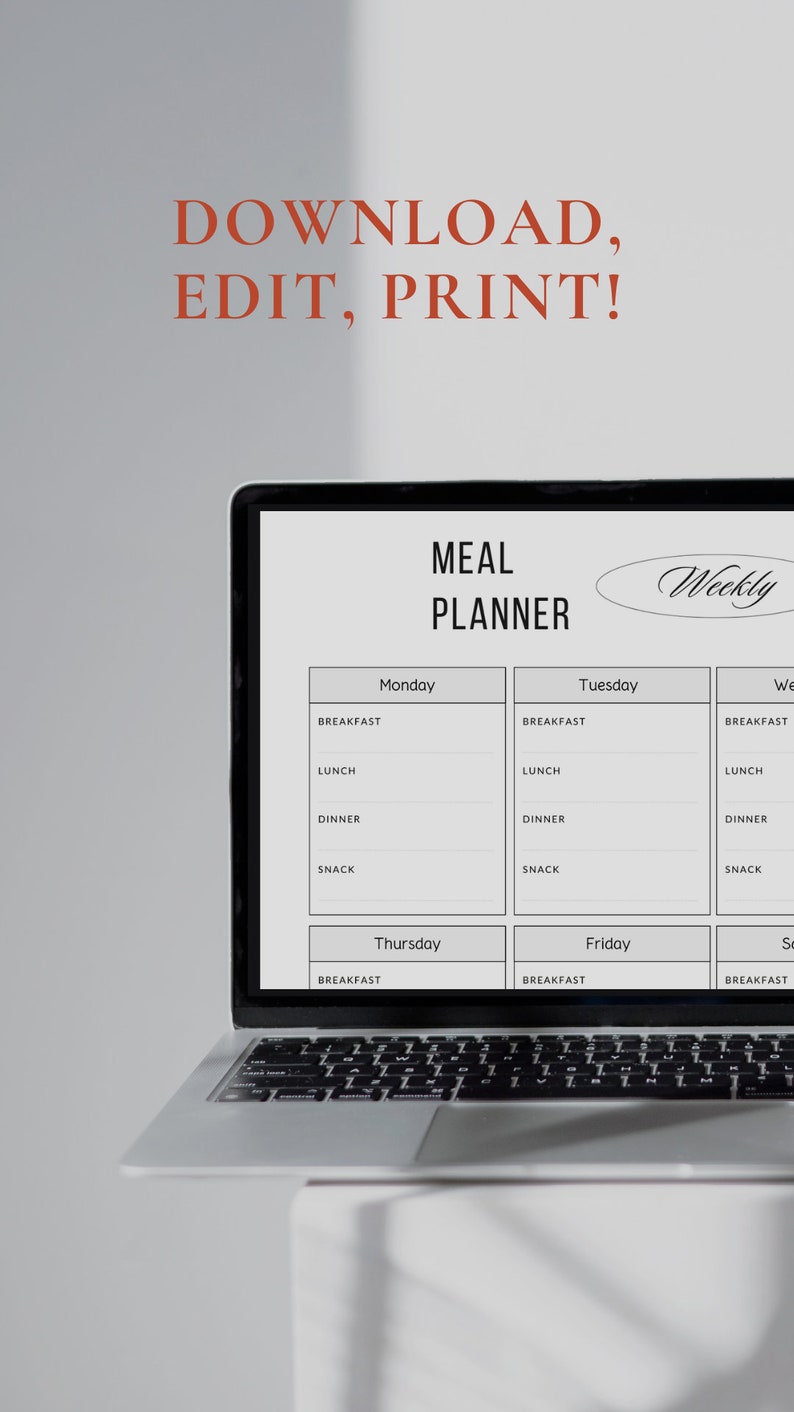 Weekly Meal Planner Printable Template, 7 Day Menu Plan, Food Planner ...