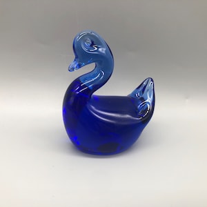 Vintage Blue Glass Duck Ornament | Cobalt Crystal Duck Figurine ...