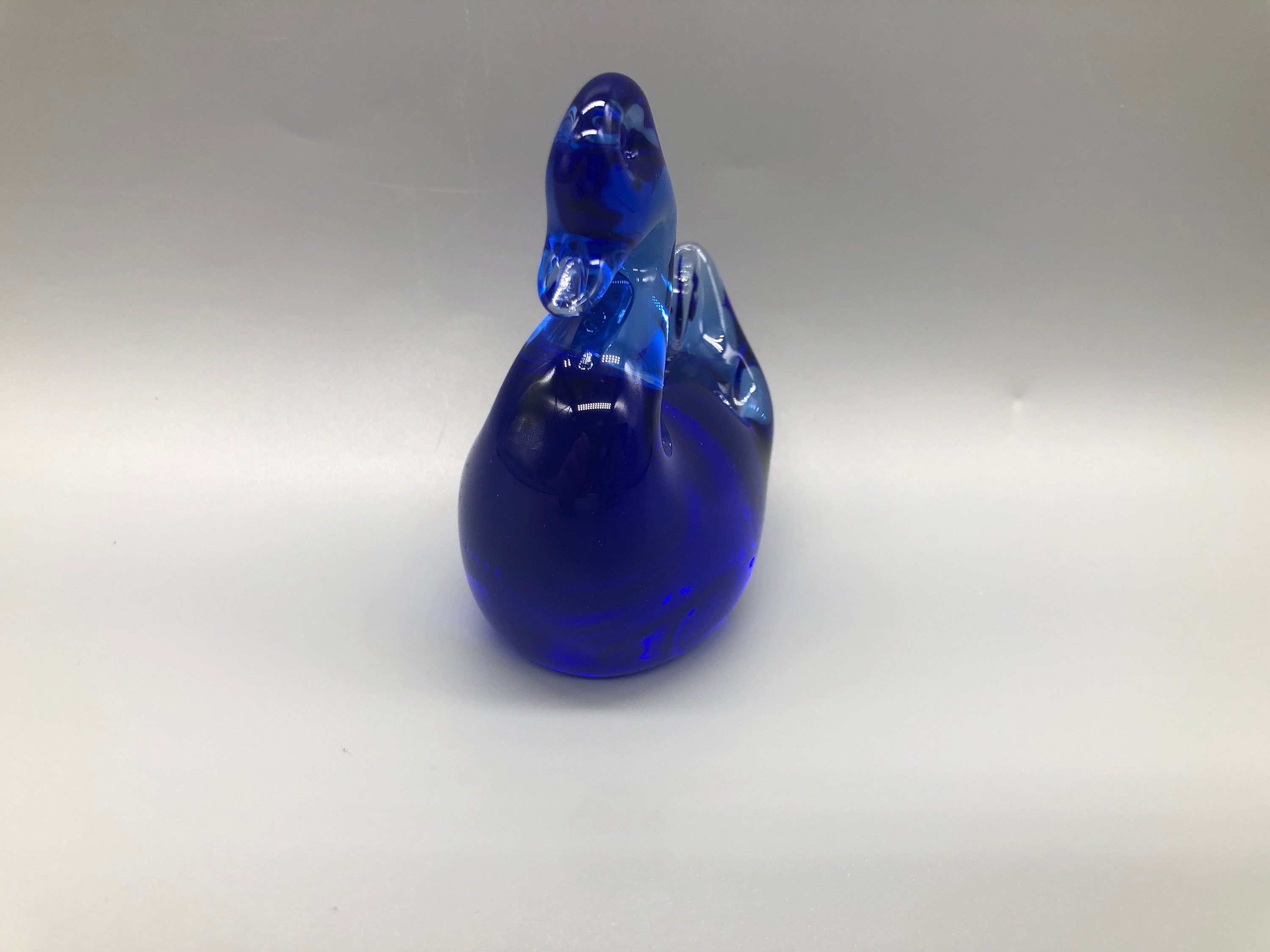 Vintage Blue Glass Duck Ornament Cobalt Crystal Duck Figurine Crystal ...
