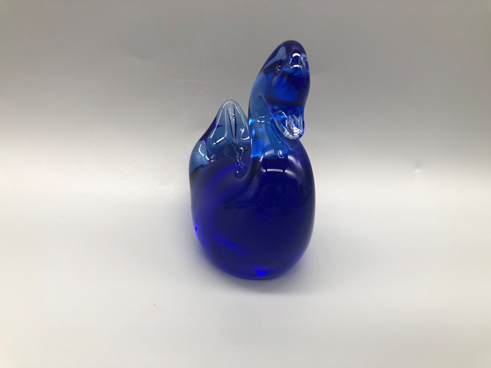Vintage Blue Glass Duck Ornament | Cobalt Crystal Duck Figurine ...