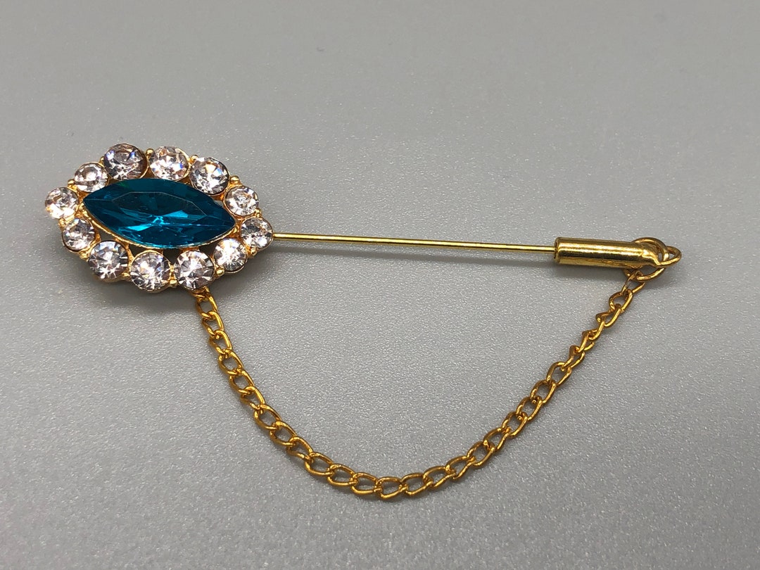 Vintage Tie Pin Gold Tone Rhinestone Flower Tie Tack Gold Tone Tie Pin ...