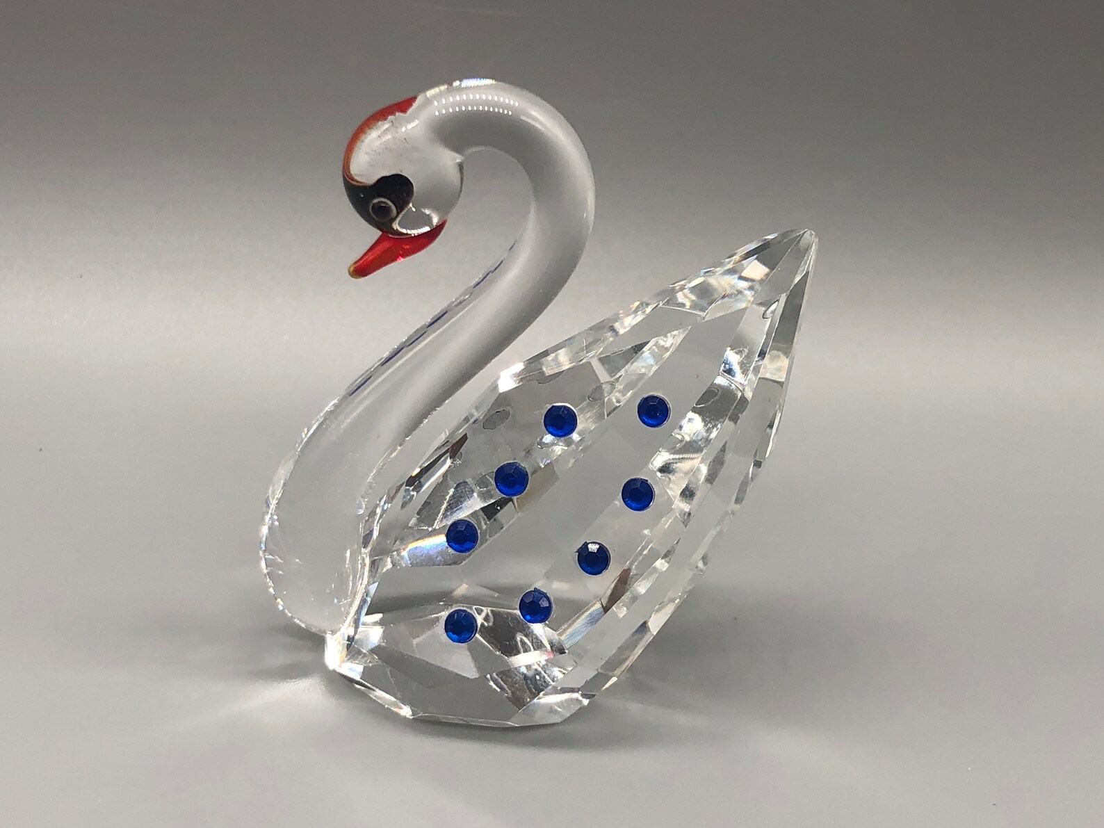 Vintage Crystal Swan Ornament | Glass Swan Figurine | Swan Glass ...