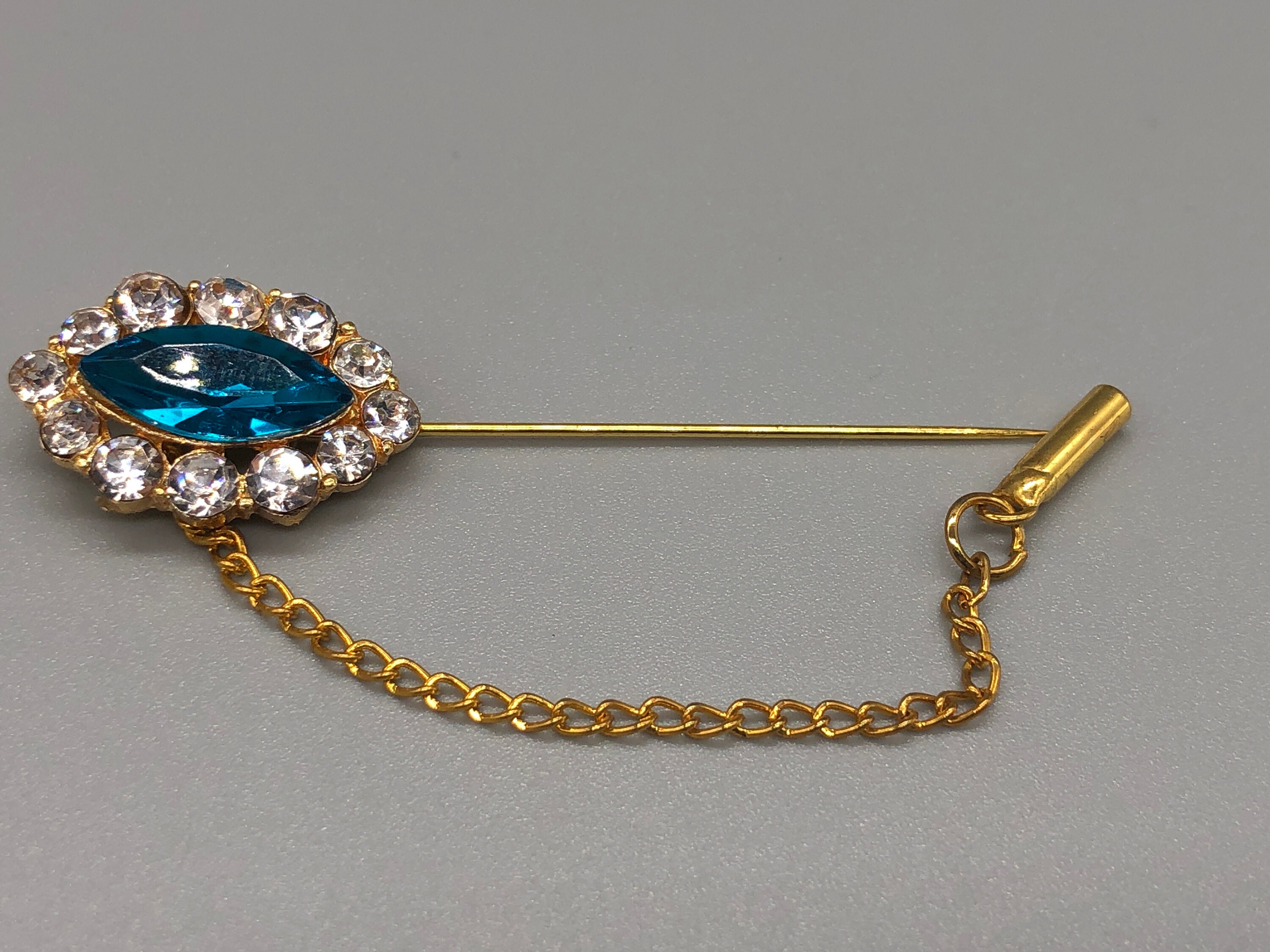 Vintage Tie Pin Gold Tone Rhinestone Flower Tie Tack Gold Tone Tie Pin ...