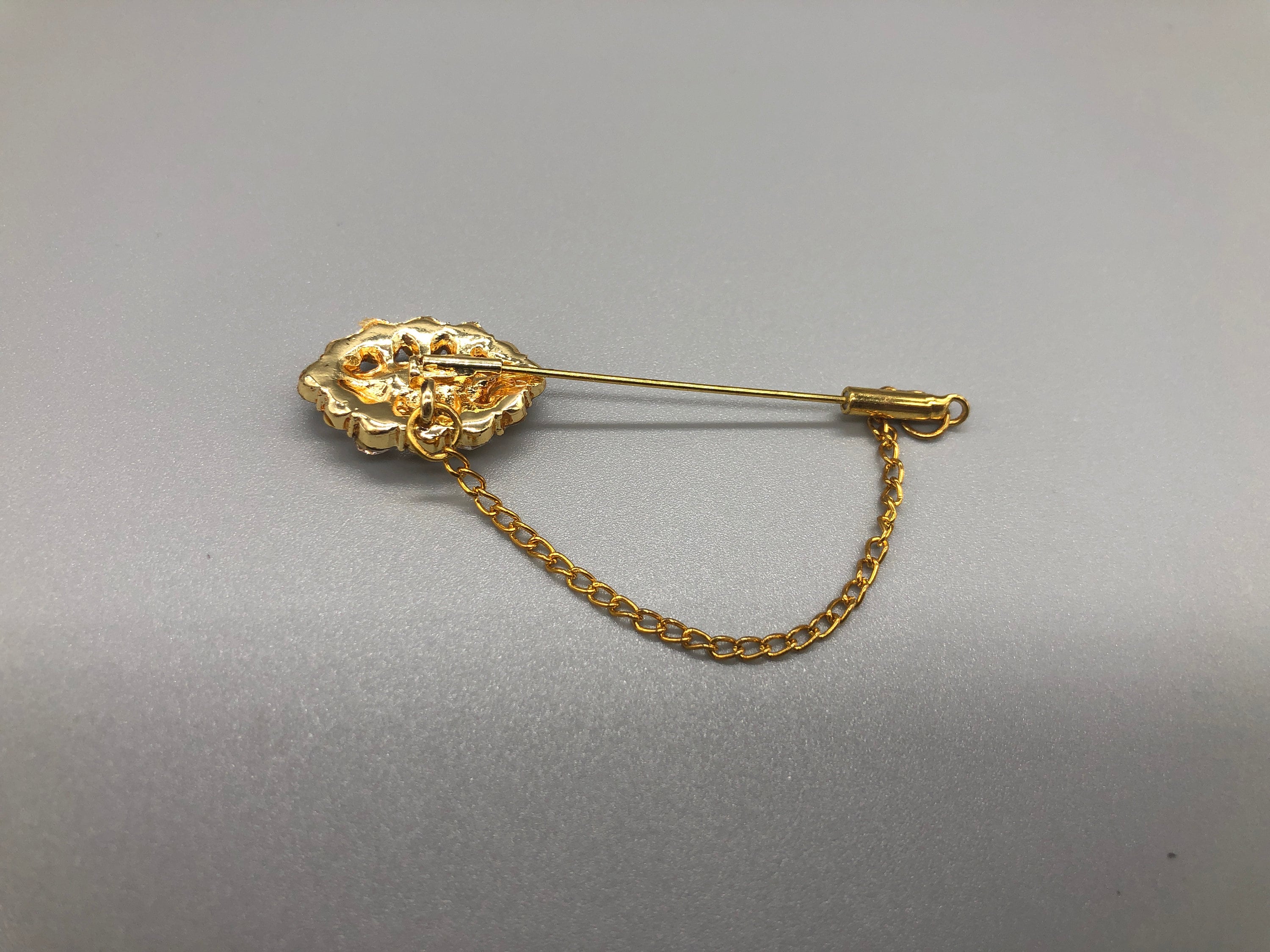 Vintage Tie Pin Gold Tone Rhinestone Flower Tie Tack Gold Tone Tie Pin ...