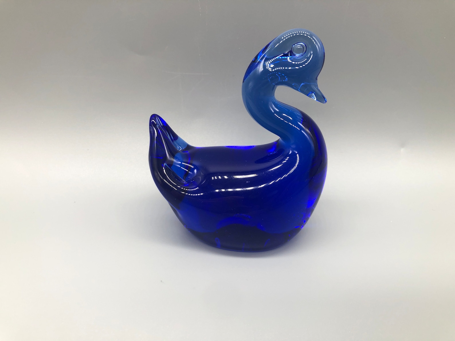 Vintage Blue Glass Duck Ornament Cobalt Crystal Duck Figurine Crystal ...