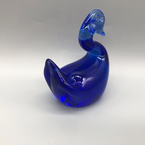 Vintage Blue Glass Duck Ornament | Cobalt Crystal Duck Figurine ...