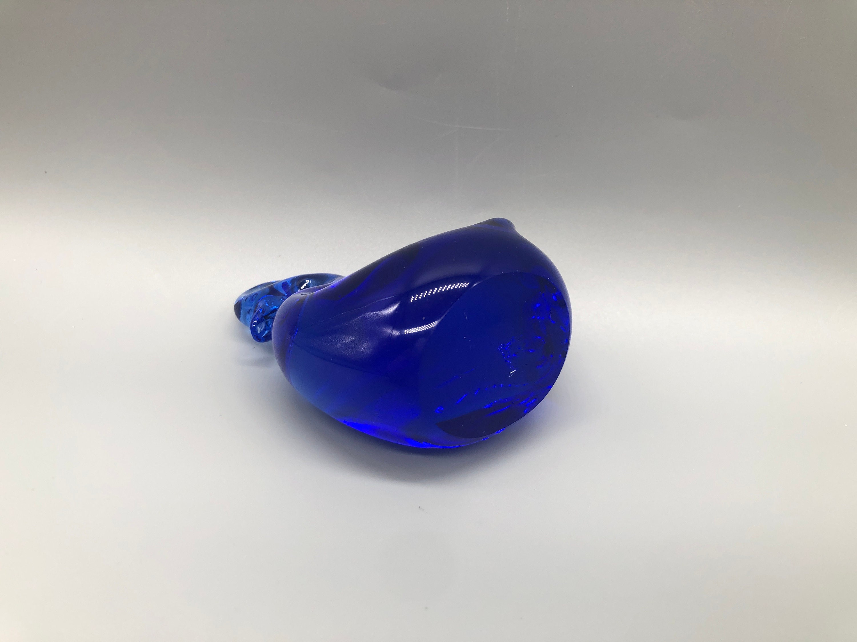 Vintage Blue Glass Duck Ornament Cobalt Crystal Duck Figurine Crystal ...
