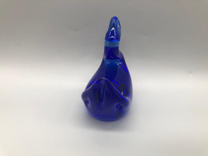Vintage Blue Glass Duck Ornament Cobalt Crystal Duck Figurine Crystal ...
