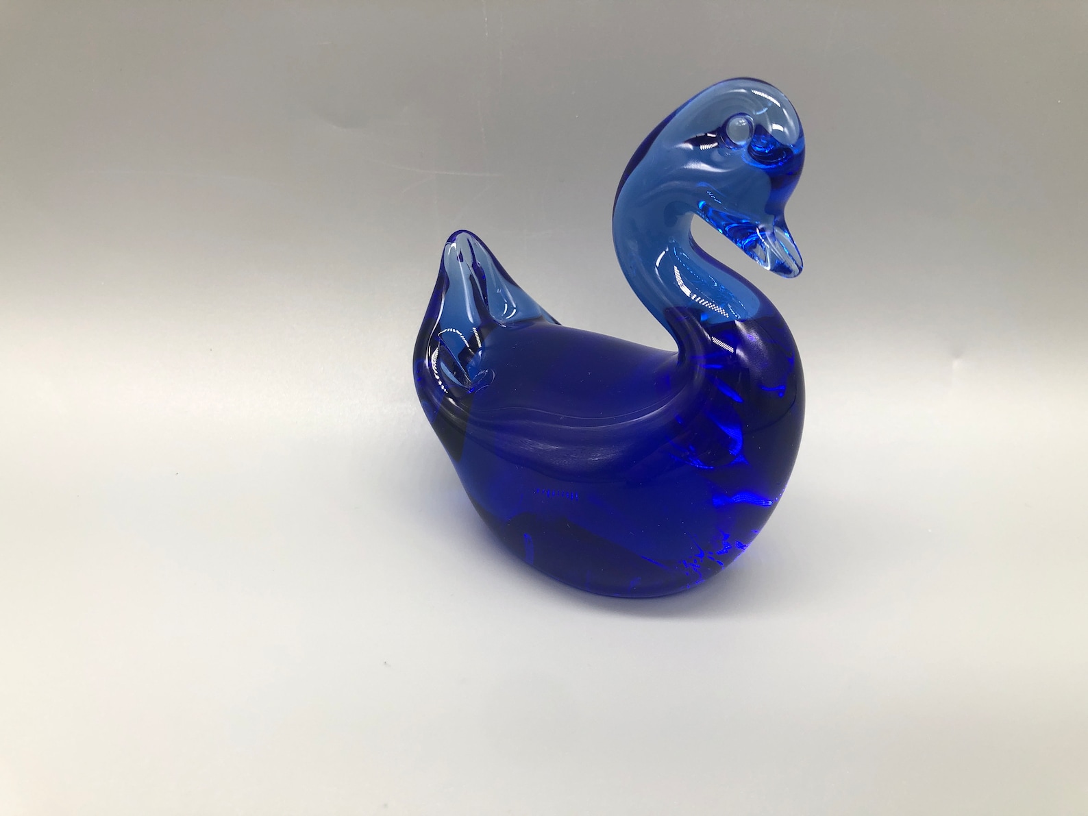 Vintage Blue Glass Duck Ornament Cobalt Crystal Duck Figurine Crystal ...